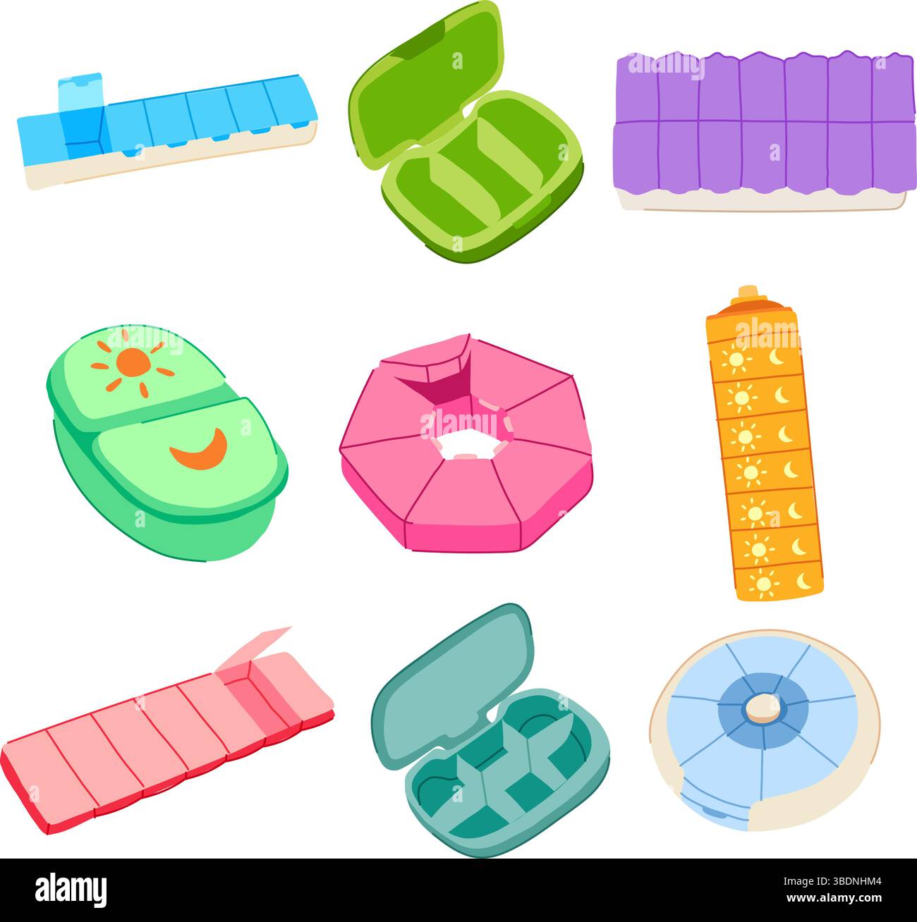 pill organizer set cartoon vector illustration Stock Vector Image & Art ...
