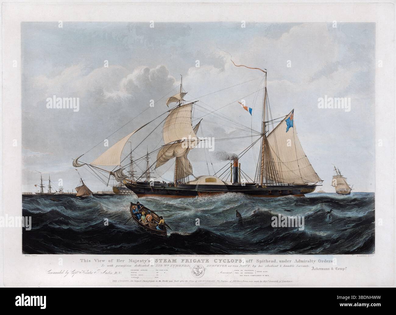 General View of Her Majesty's steam frigate Cyclops off Spithead under ...