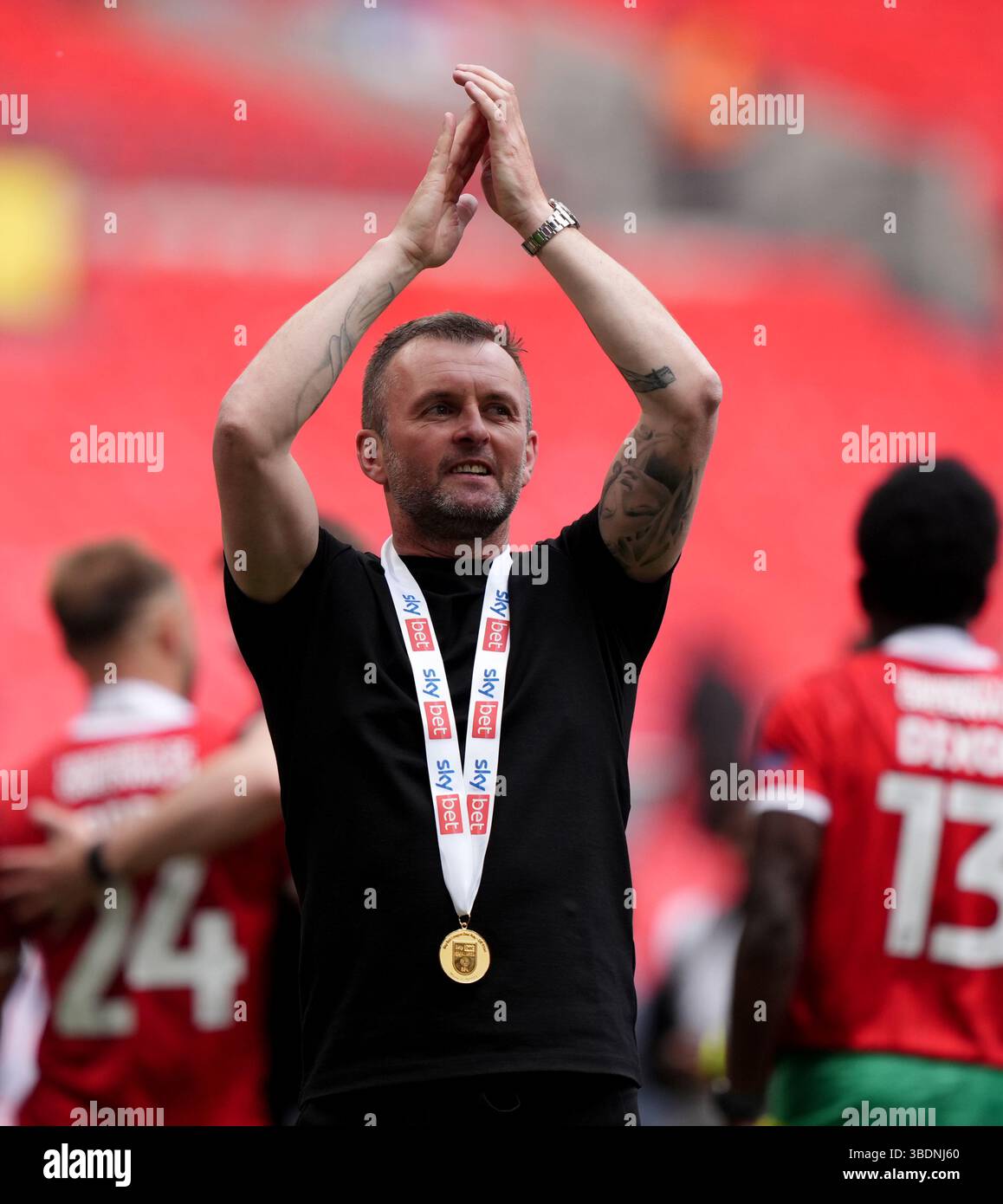 Charlton Athletic manager Nathan Jones celebrates after the Sky Bet ...
