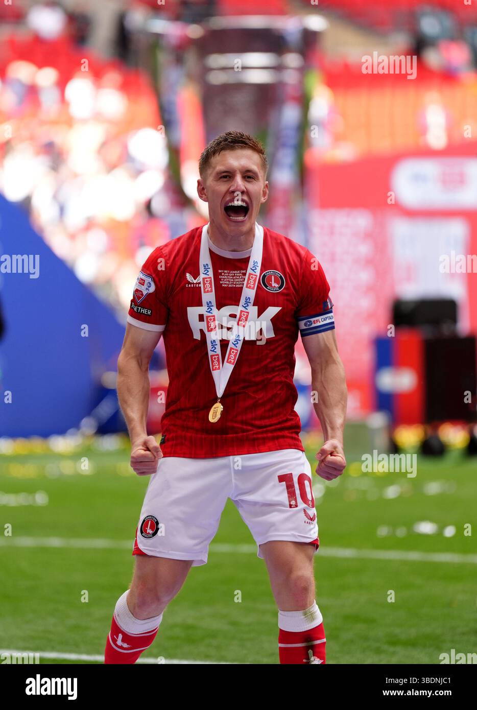 Charlton Athletic's Greg Docherty celebrates after the Sky Bet League ...