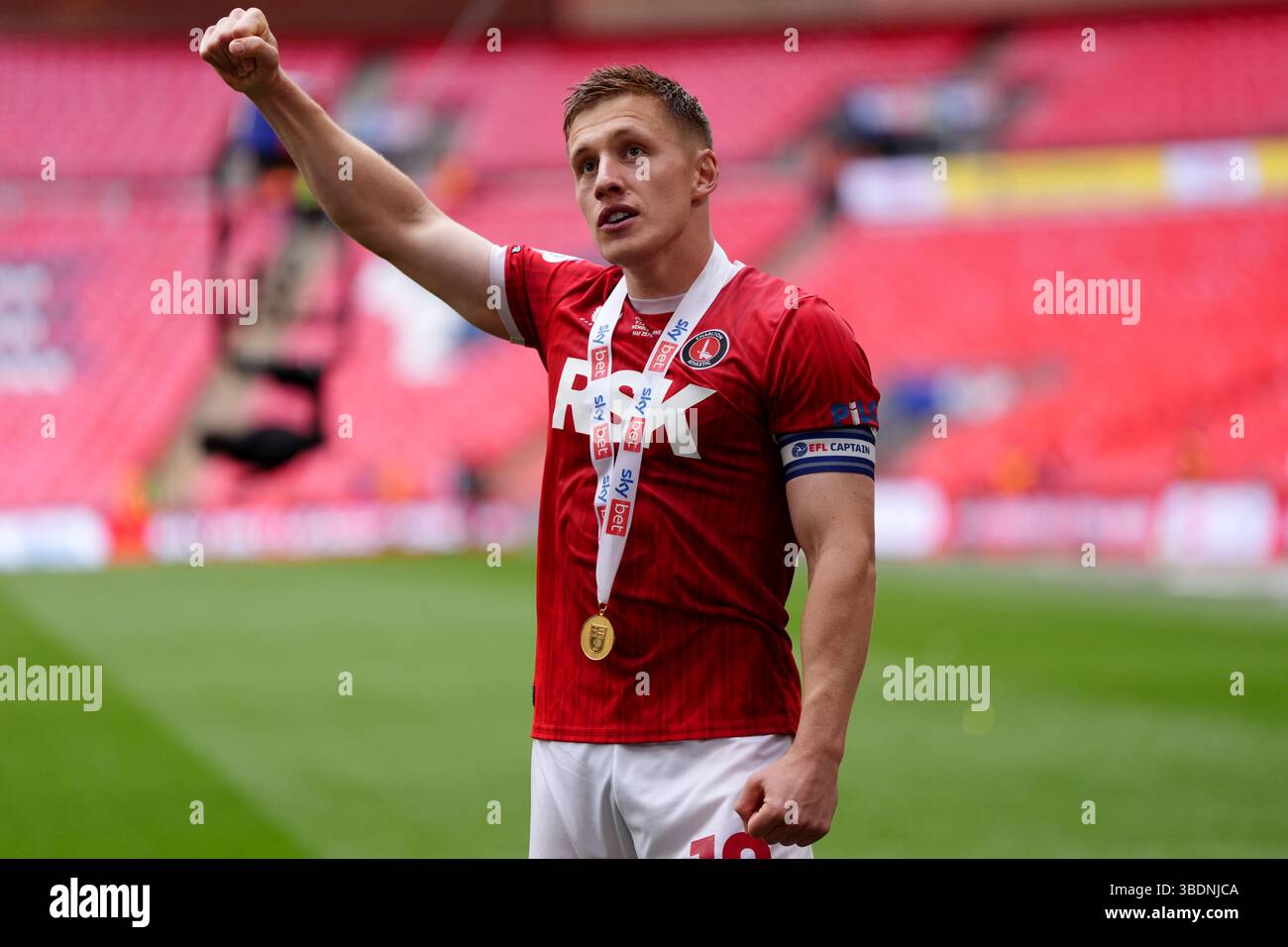 Charlton Athletic's Greg Docherty celebrates after the Sky Bet League ...