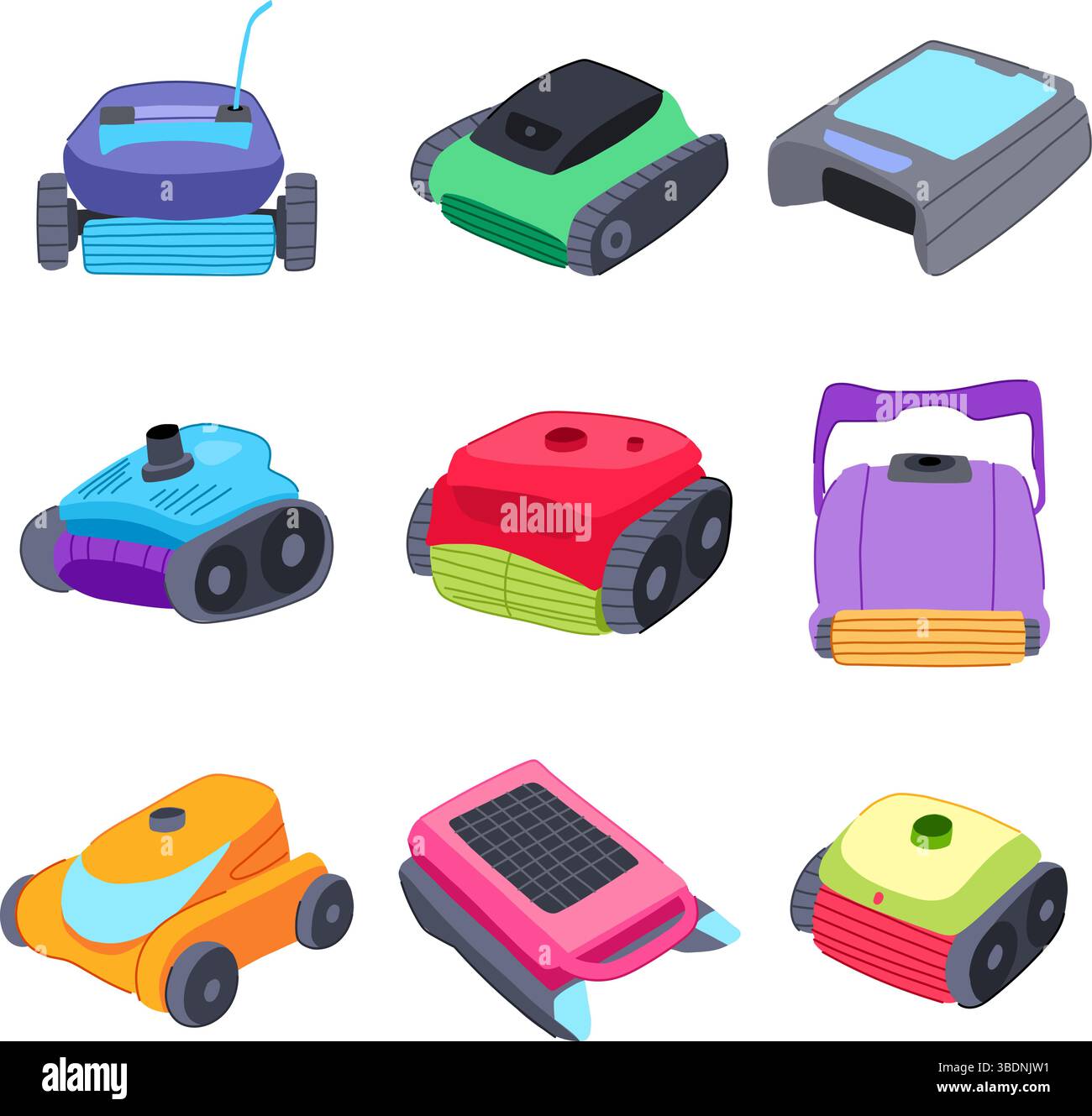 pool cleaning robot set cartoon vector illustration Stock Vector Image ...