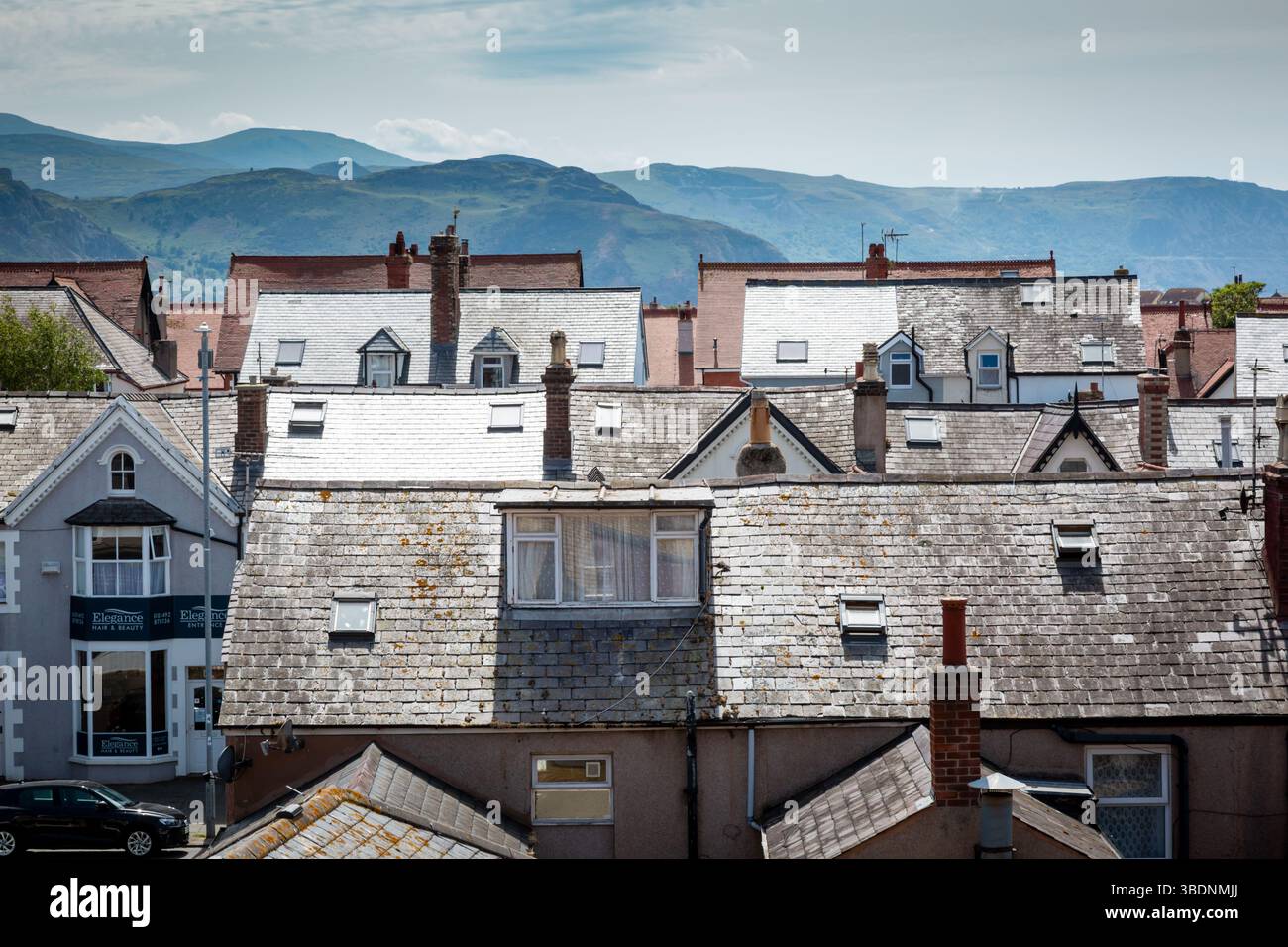 Rooftops and distant hills, Llamdudno, Wales, UK. 2025 Stock Photo - Alamy