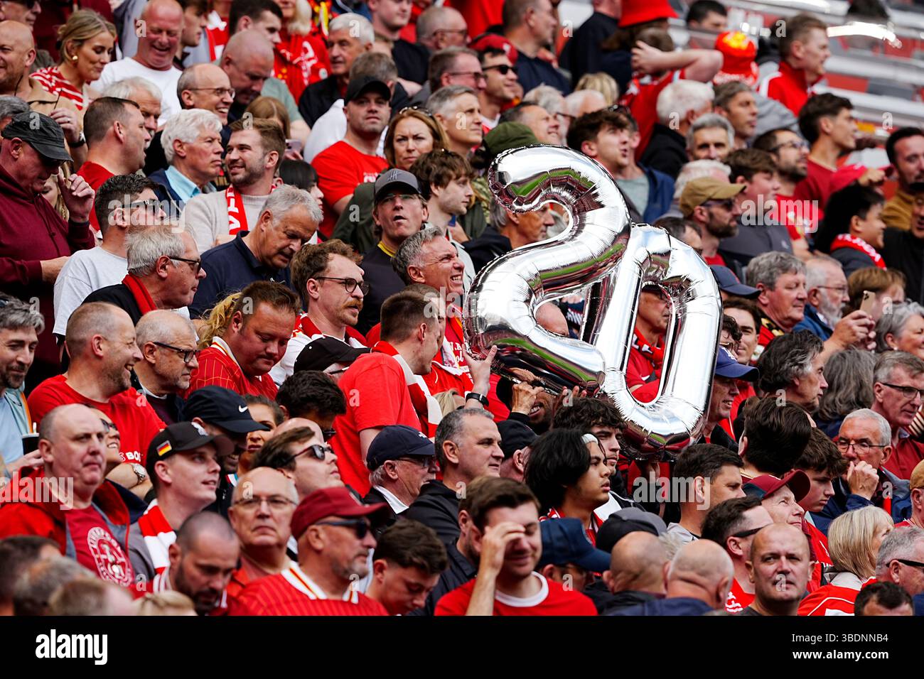 Liverpool fans in the stands before the Premier League match at Anfield ...
