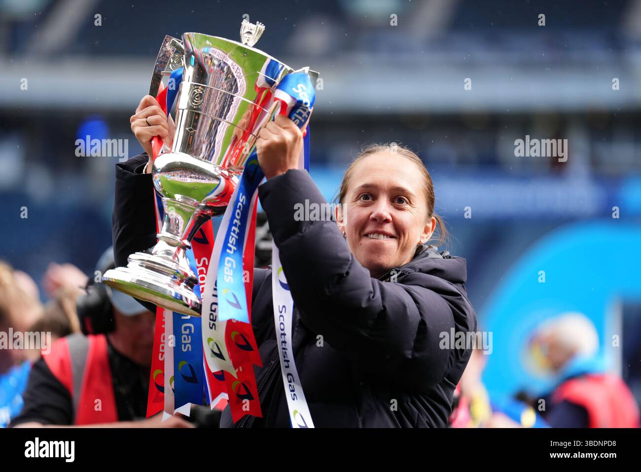 Rangers manager Jo Potter with the trophy following the Scottish Gas ...