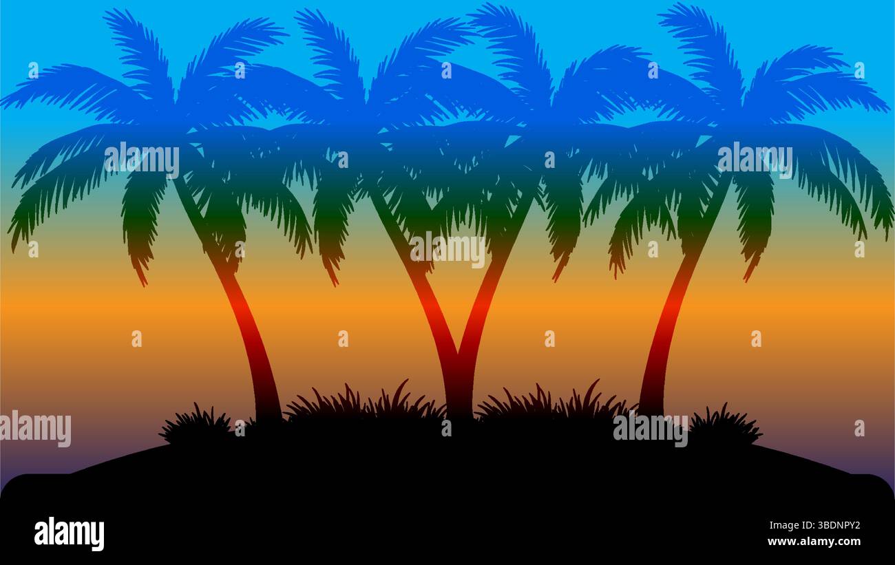 Tranquil serene sunset beach Stock Vector Images - Alamy
