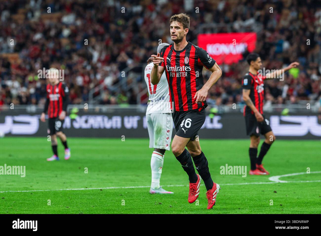 Milan, Italien. 24th May, 2025. Matteo Gabbia of AC Milan celebrates ...