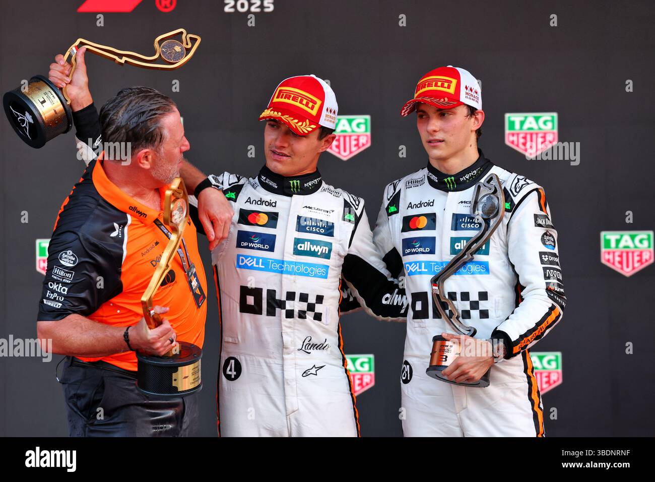 Monaco, Monte Carlo. 25th May, 2025. (L to R): Zak Brown (USA) McLaren Executive Director on the ...