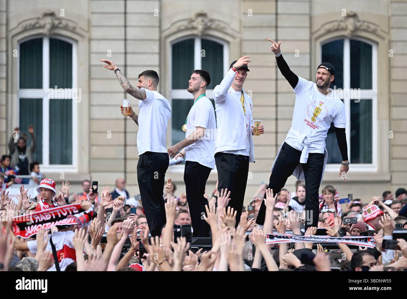 Stuttgart, Germany. 25th May, 2025. Soccer: DFB Cup, Arminia Bielefeld - VfB Stuttgart, after ...