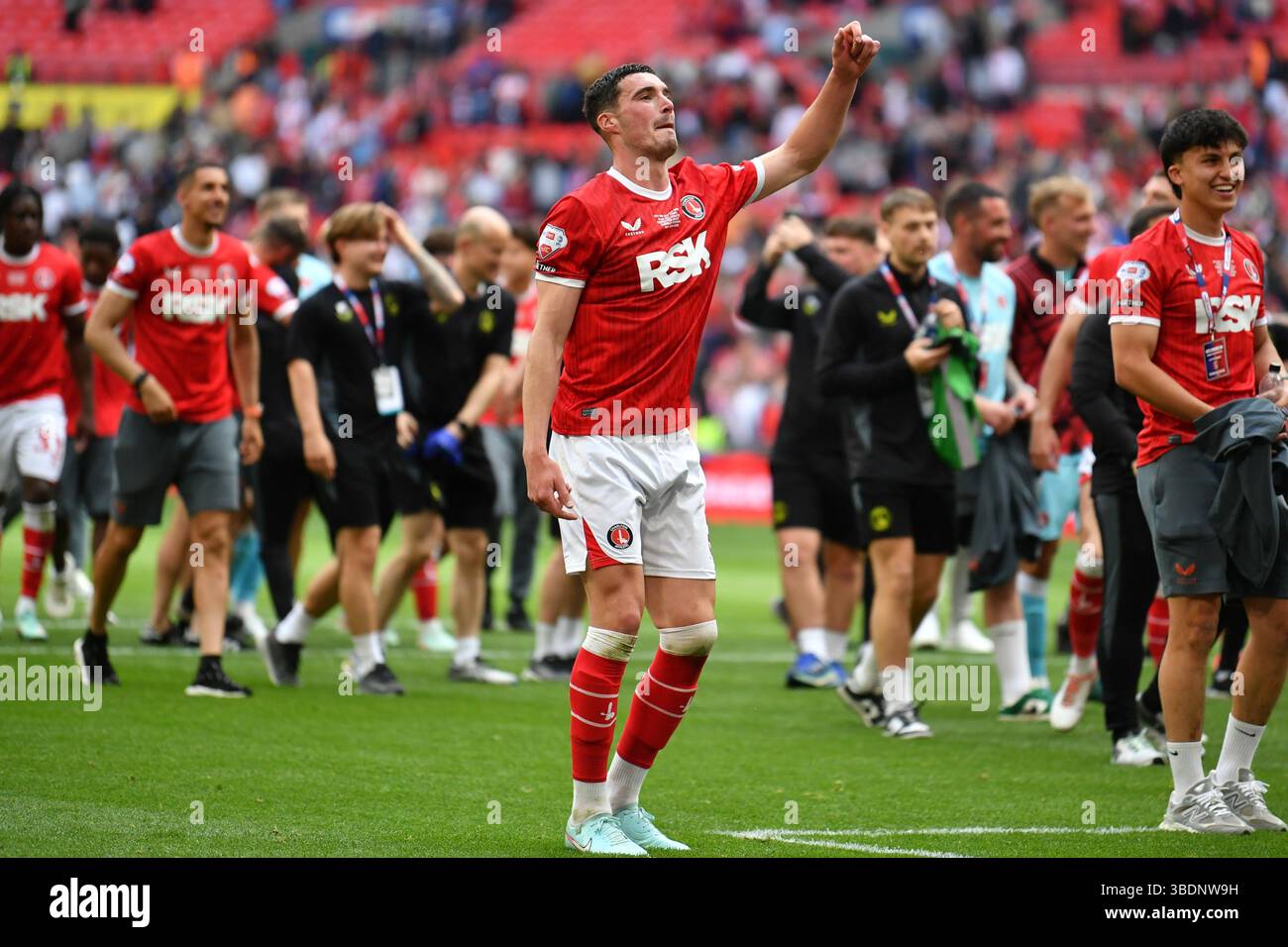London, England. 25th May 2025. Lloyd Jones celebrates after Charlton ...