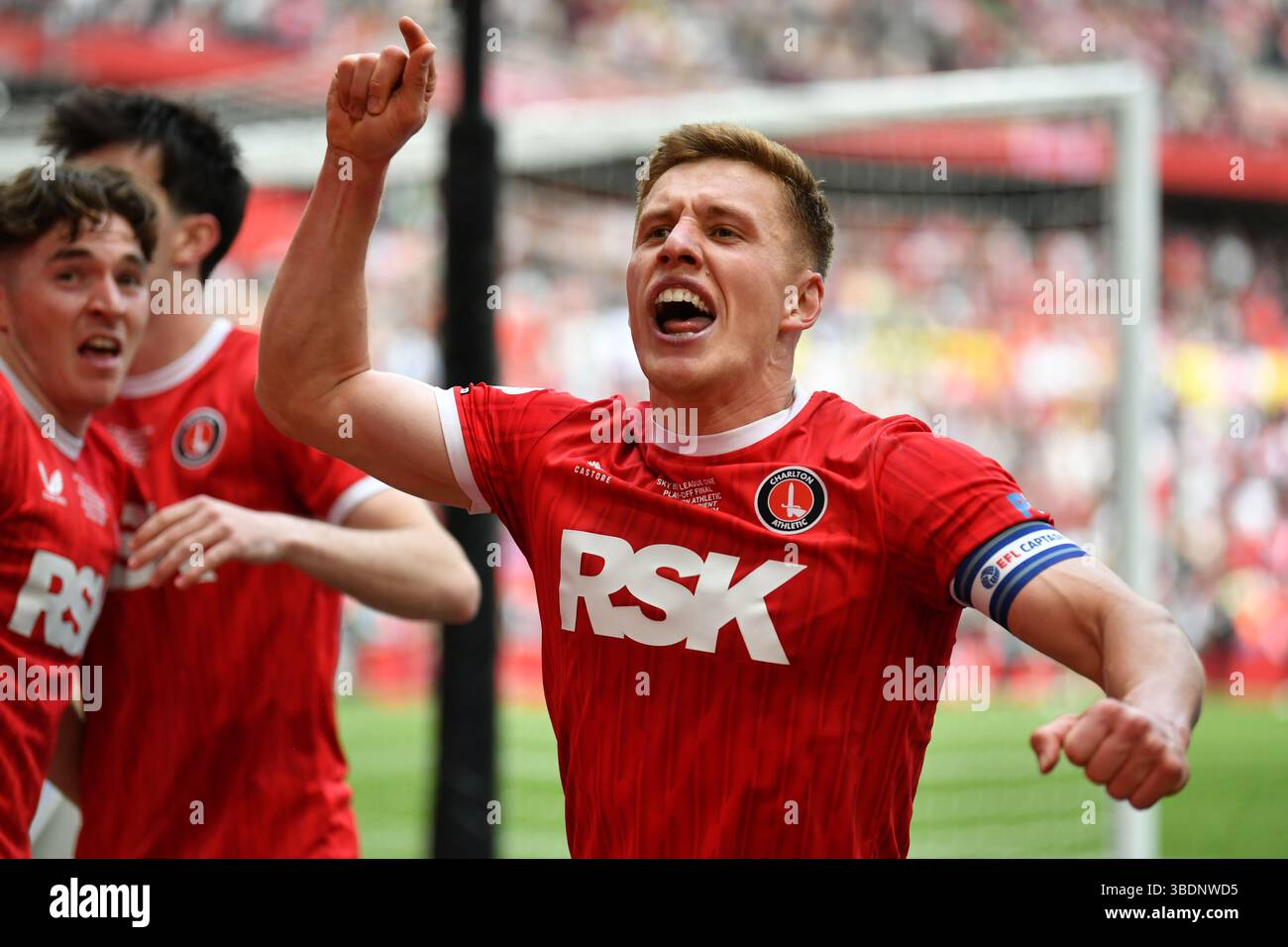 London, England. 25th May 2025. Greg Docherty celebrates after Charlton ...