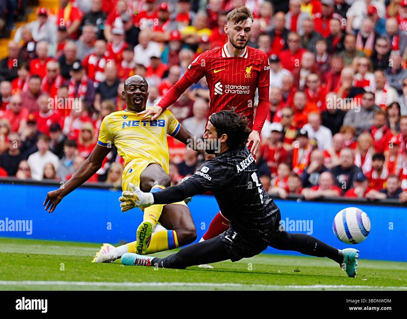 Crystal Palace's Jean-Philippe Mateta scores before the goal is ruled ...