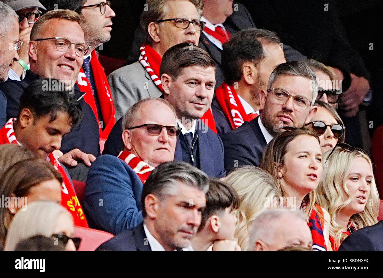 Former Liverpool player Steven Gerrard in the stands during the Premier ...