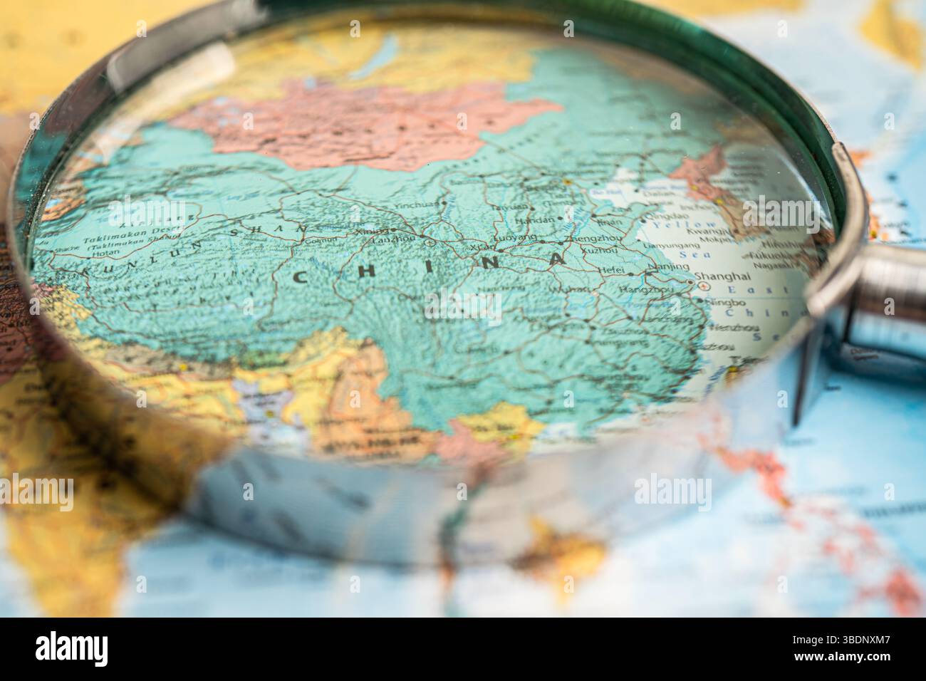 Bangkok, Thailand - May 01, 2022 China, Magnifying glass close up with ...