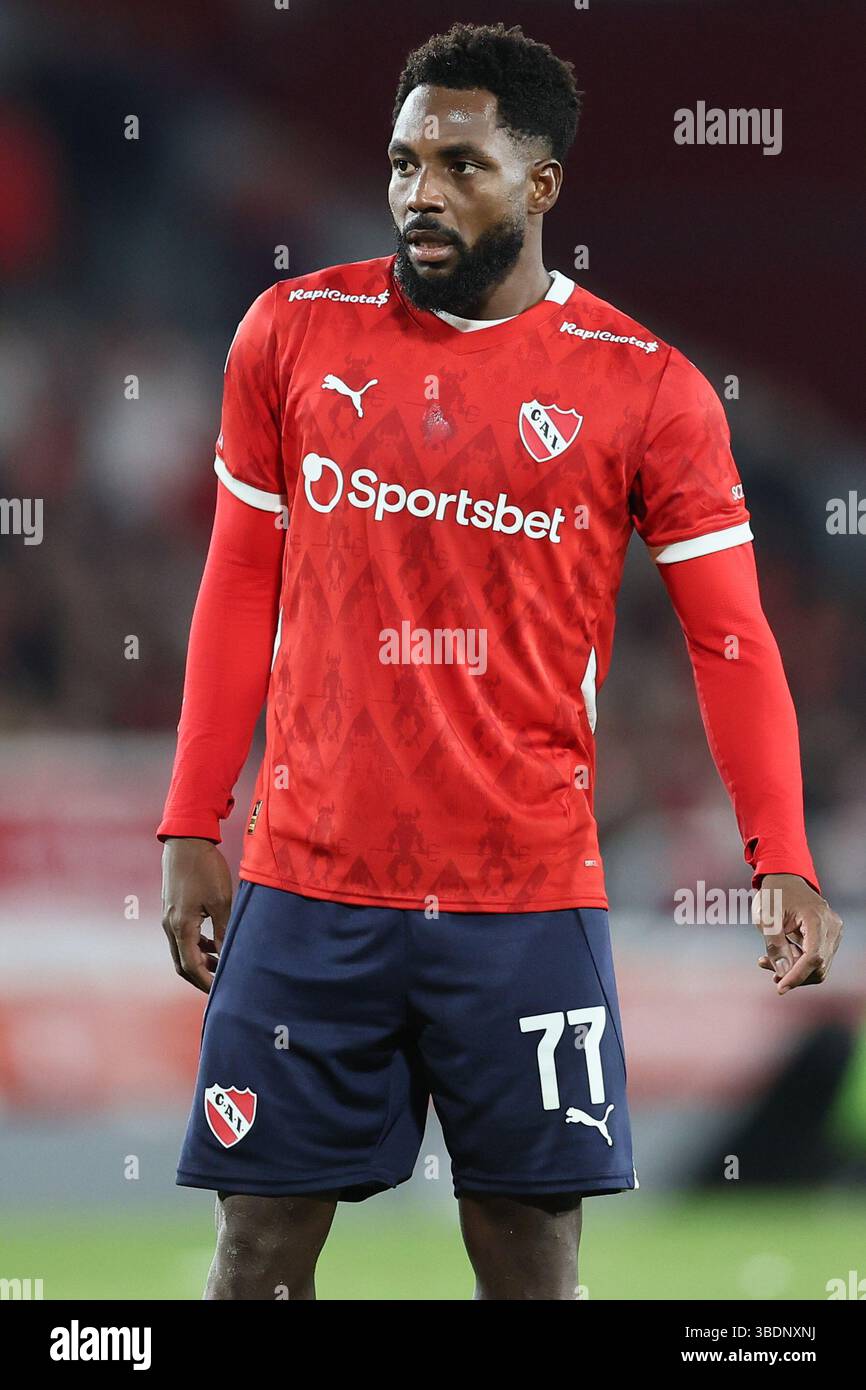 Independiente's Colombian defender Alvaro Angulo looks on during the ...