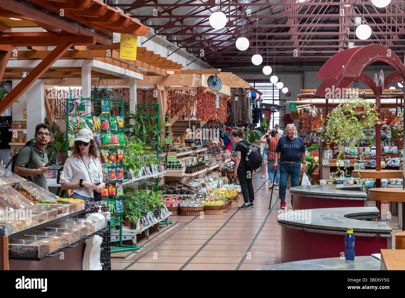 People looking around at the famous market - Mercado dos Lavradores, in ...