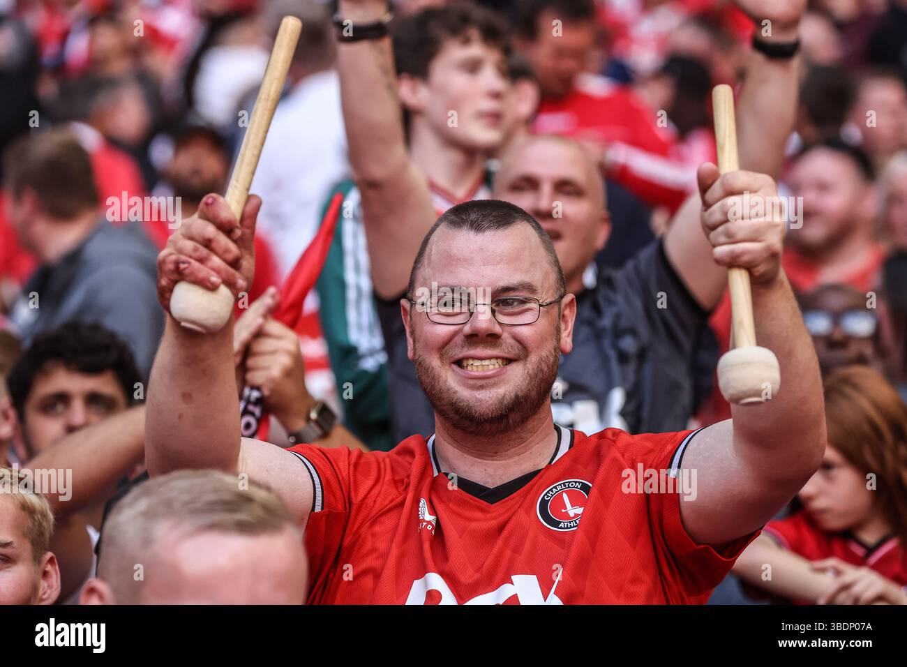 Charlton fans celebrate winning the playoff final during the Sky Bet ...