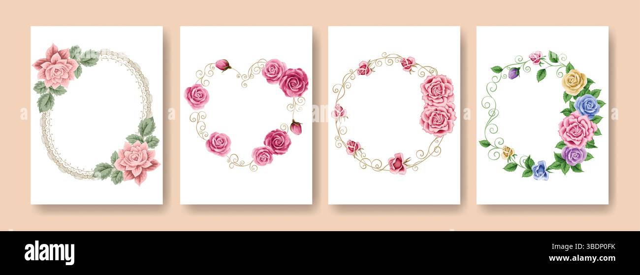 Floral frames pastel roses Stock Vector Images - Alamy