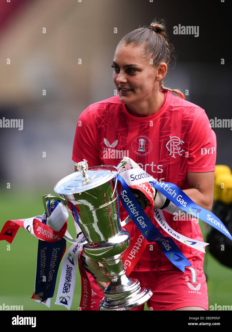 Rangers' Jenna Fife with the trophy following the Scottish Gas Women's ...