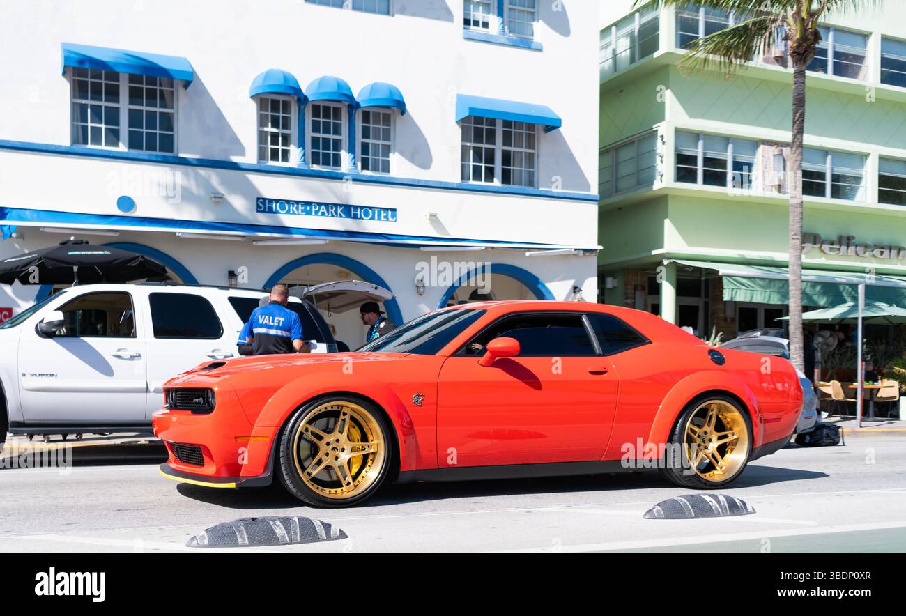Miami, Florida, USA - November 24, 2024: 2018 Dodge Challenger SRT ...