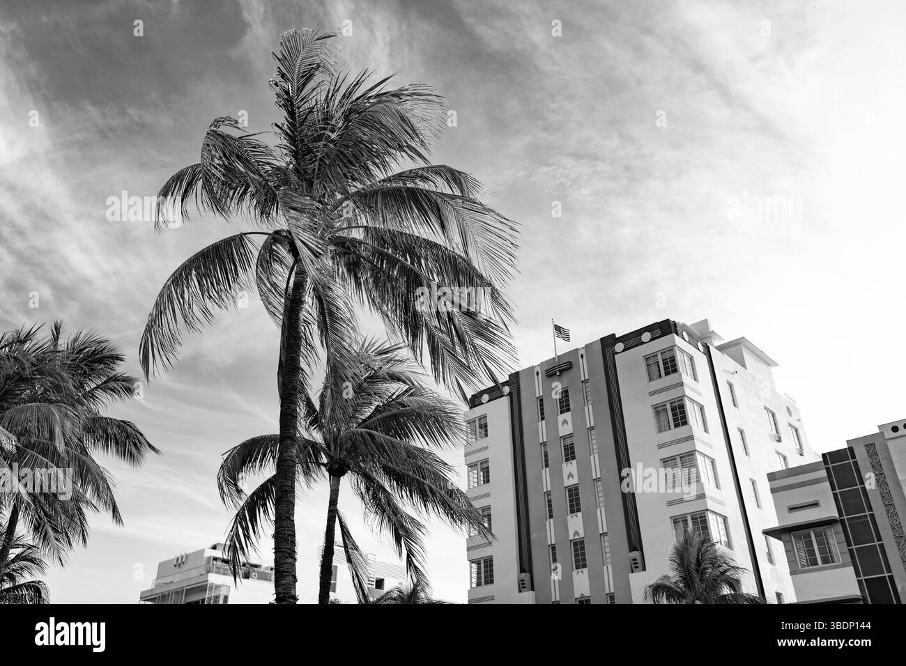 City architecture in summer. Architecture of modern building with USA ...