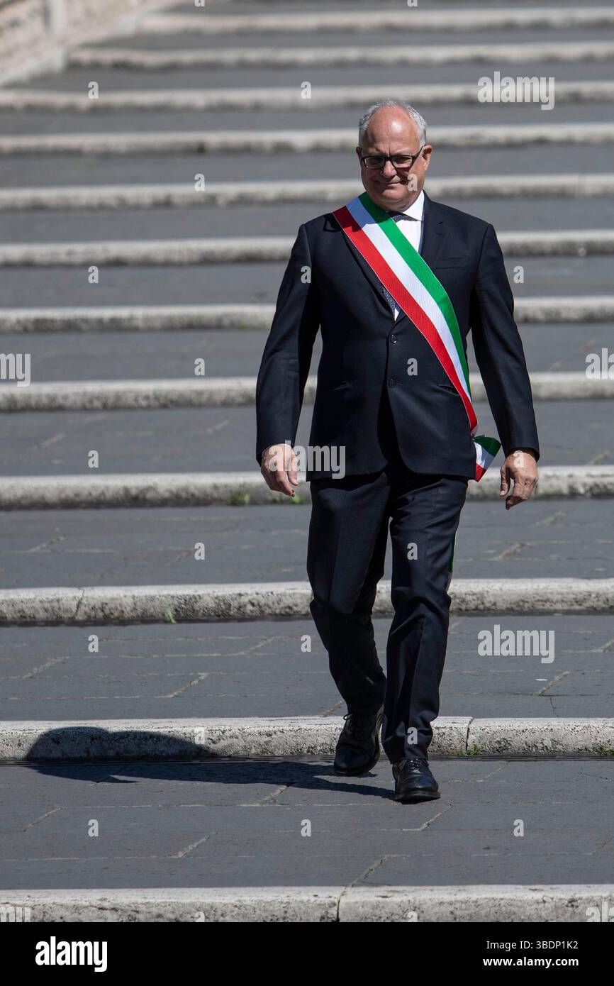 Rome, Italy MAY 25 2025: The Mayor of Rome Roberto Gualtieri waits for ...