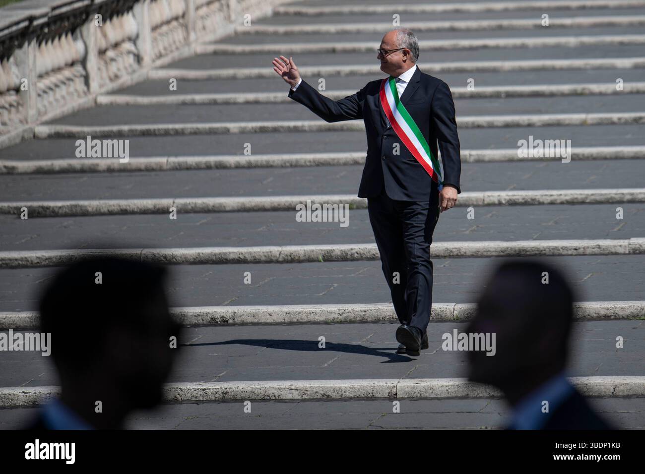 Rome, Italy MAY 25 2025: The Mayor of Rome Roberto Gualtieri waits for ...