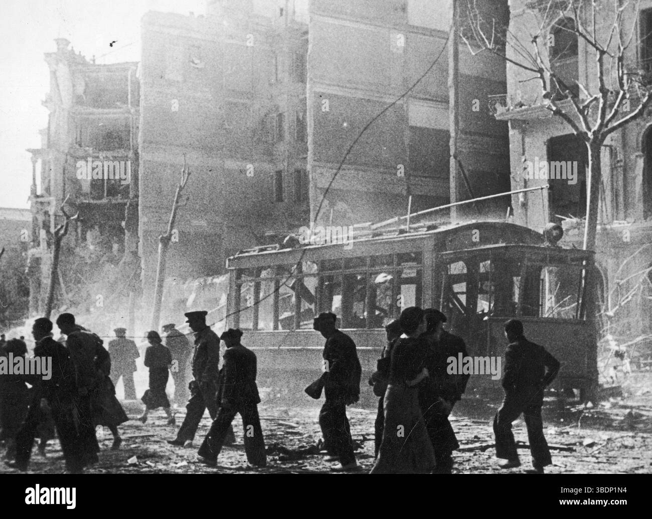 Barcelona during the Spanish Civil War: Bombed buildings and a ...