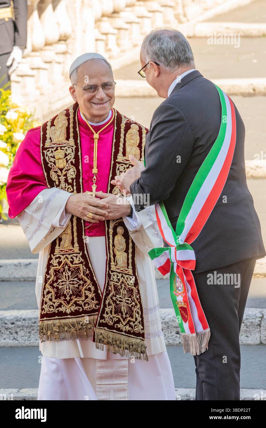 Rome, Italy MAY 25 2025: Pope Leo XIV, Robert Francis Prevost meets the ...