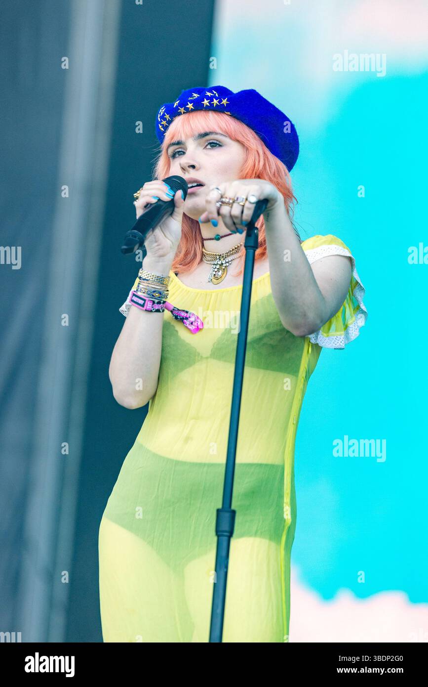 Napa, USA. 24th May, 2025. Singer Ava Maybee during the BottleRock Music Festival on May 24 ...