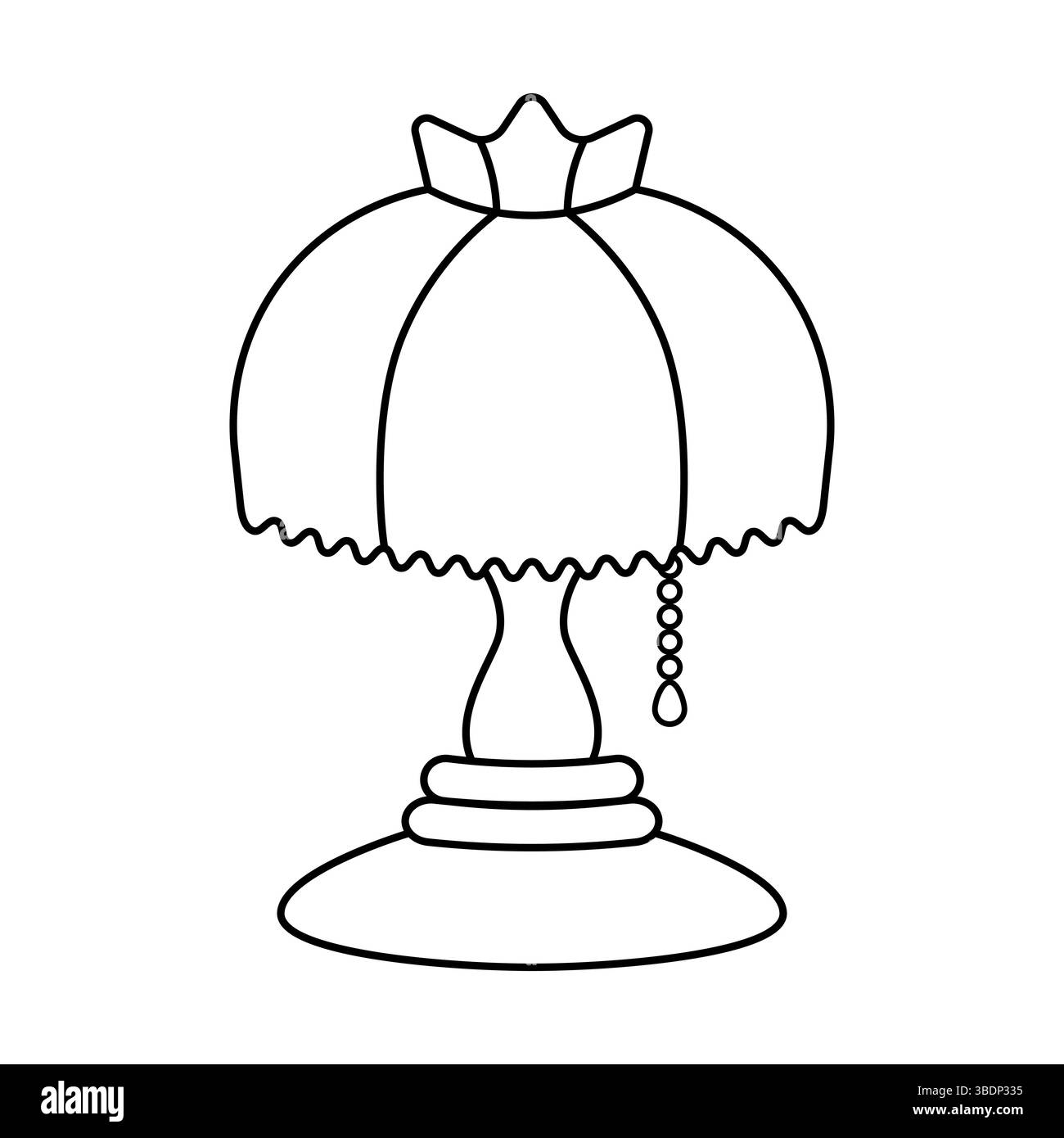 Vintage Table Lamp Outline Vector Illustration. This vector image showcases a simple black and ...