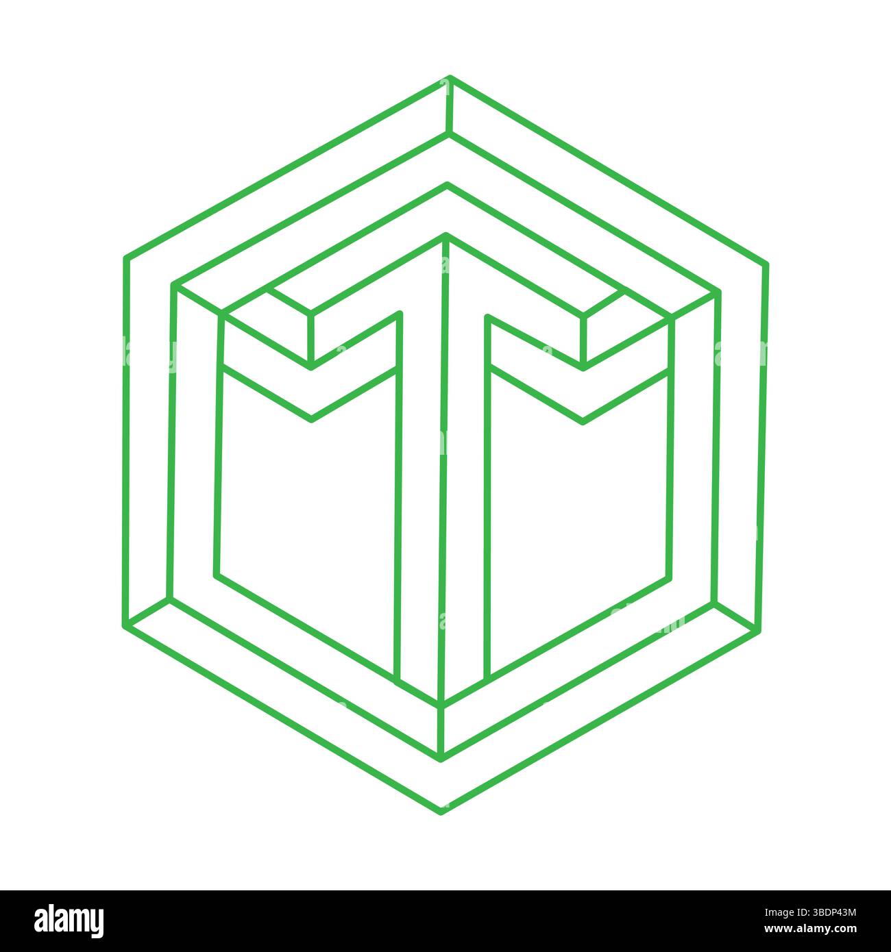 Impossible shapes. Sacred geometry. Optical illusion figures. Abstract eternal geometric object ...