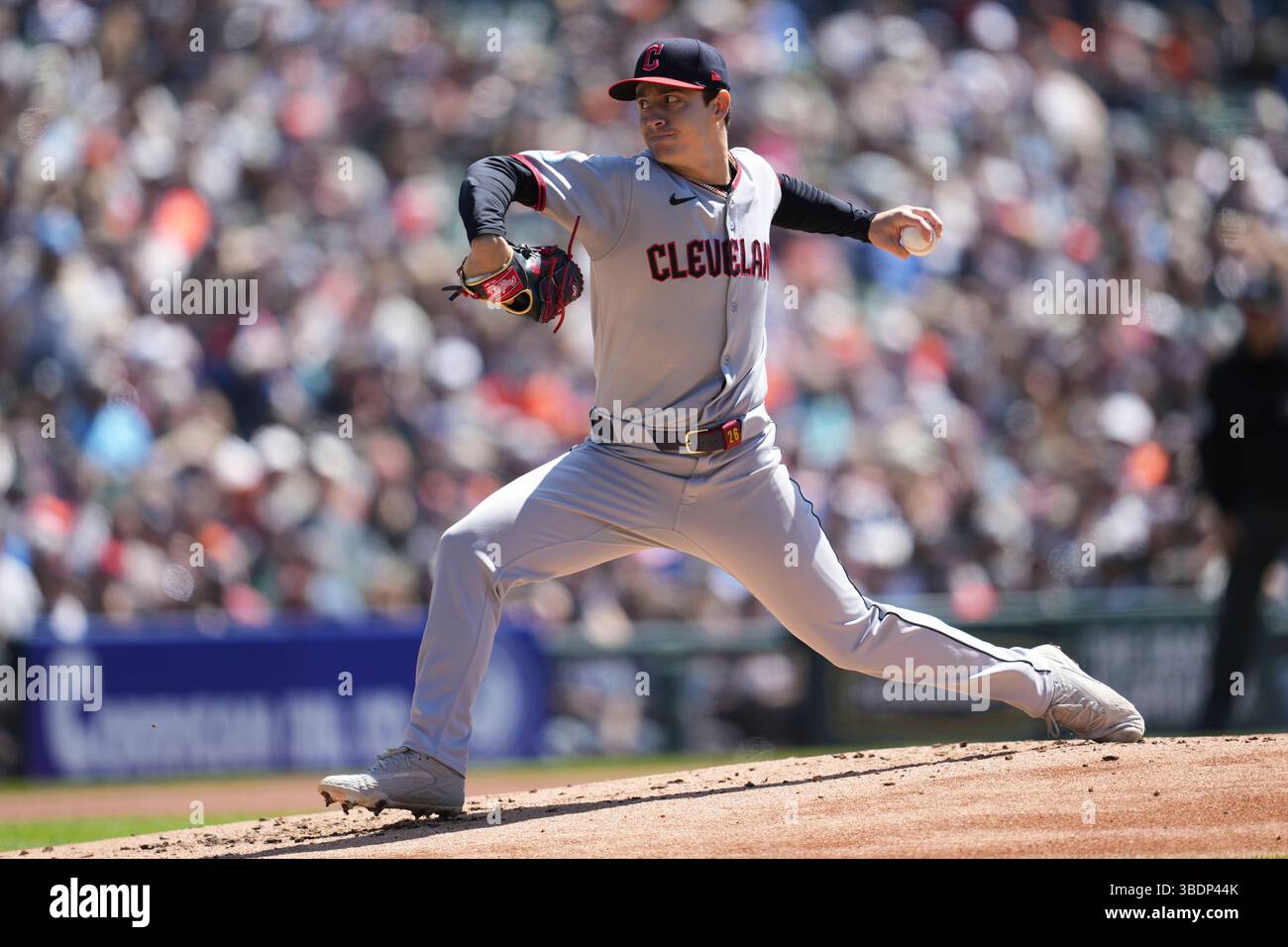 Cleveland Guardians pitcher Logan Allen throws against the Detroit ...