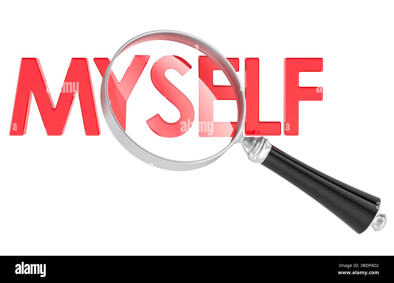 MYSELF with Magnifying Glass. Self-analysis, identity, introspection ...