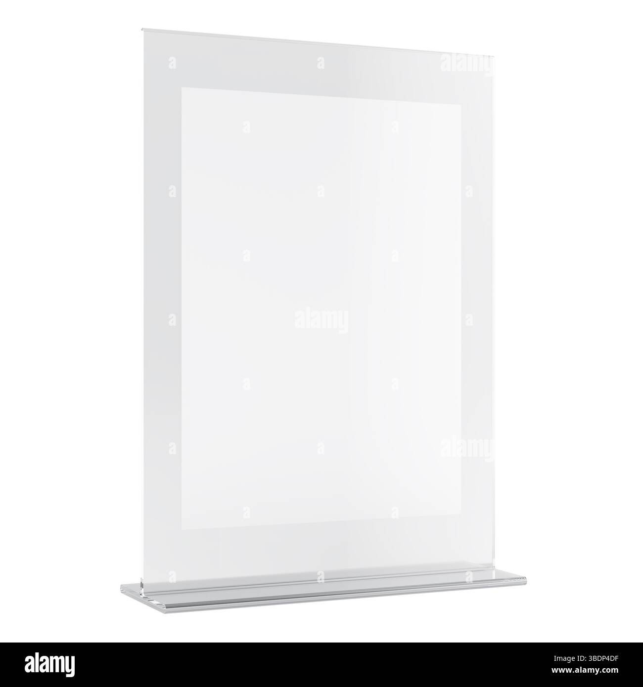 Clear Acrylic Table Sign Mockup with Blank Insert. 3D Rendering ...