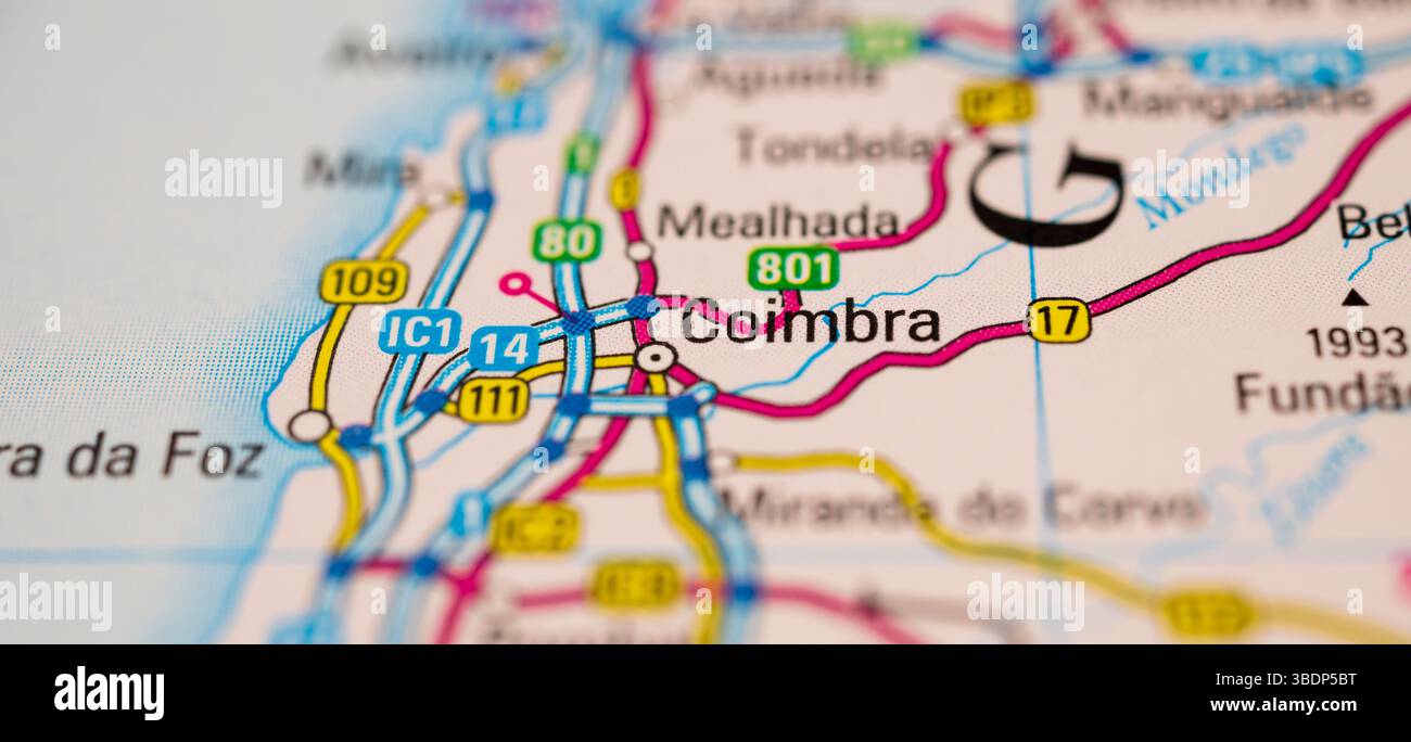 Coimbra region central Portugal map extract Stock Photo - Alamy
