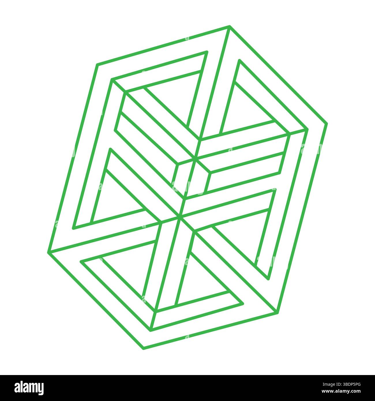 Impossible shapes. Sacred geometry. Optical illusion figures. Abstract eternal geometric objects ...