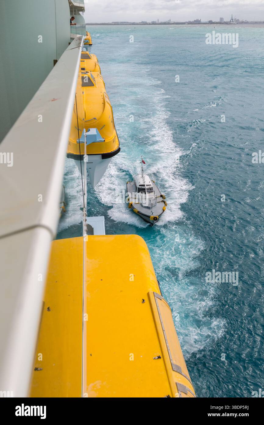 Pilot boat being positoined to receive harbor pilot from the Royal ...