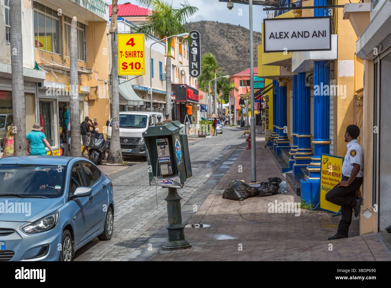 First Response officer watches over narrow Front Street in Phillipsburg ...