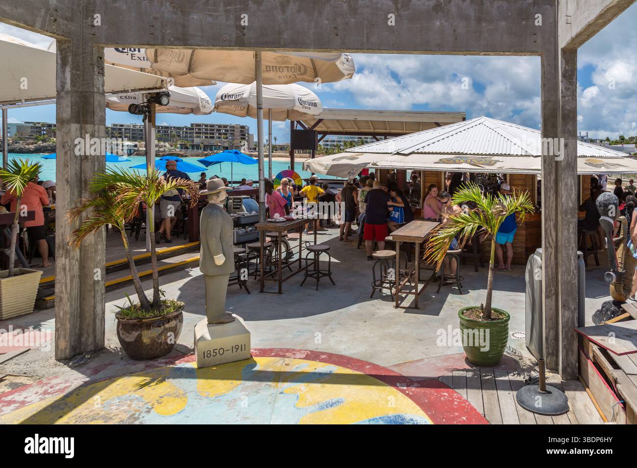 Sunset Beach Bar and Grill is a popular tourist landmark at Maho Beach ...