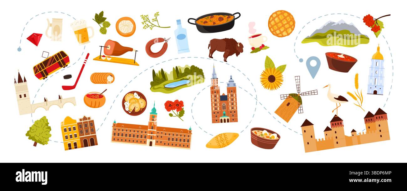 Travel to Central and Eastern Europe set, culture elements, food and ...
