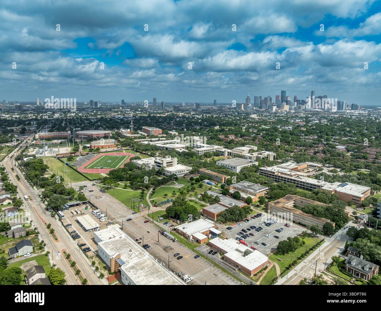 Aerial view of Texas Southern University, TSU in Houston Texas with ...