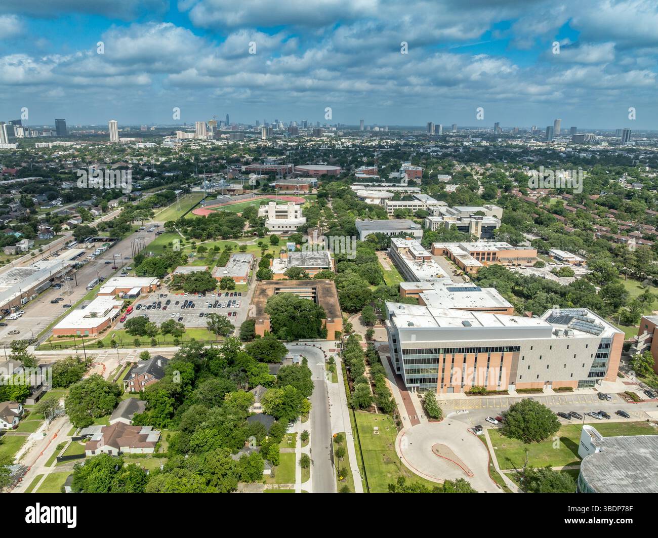 Aerial view of Texas Southern University, TSU in Houston Texas with ...