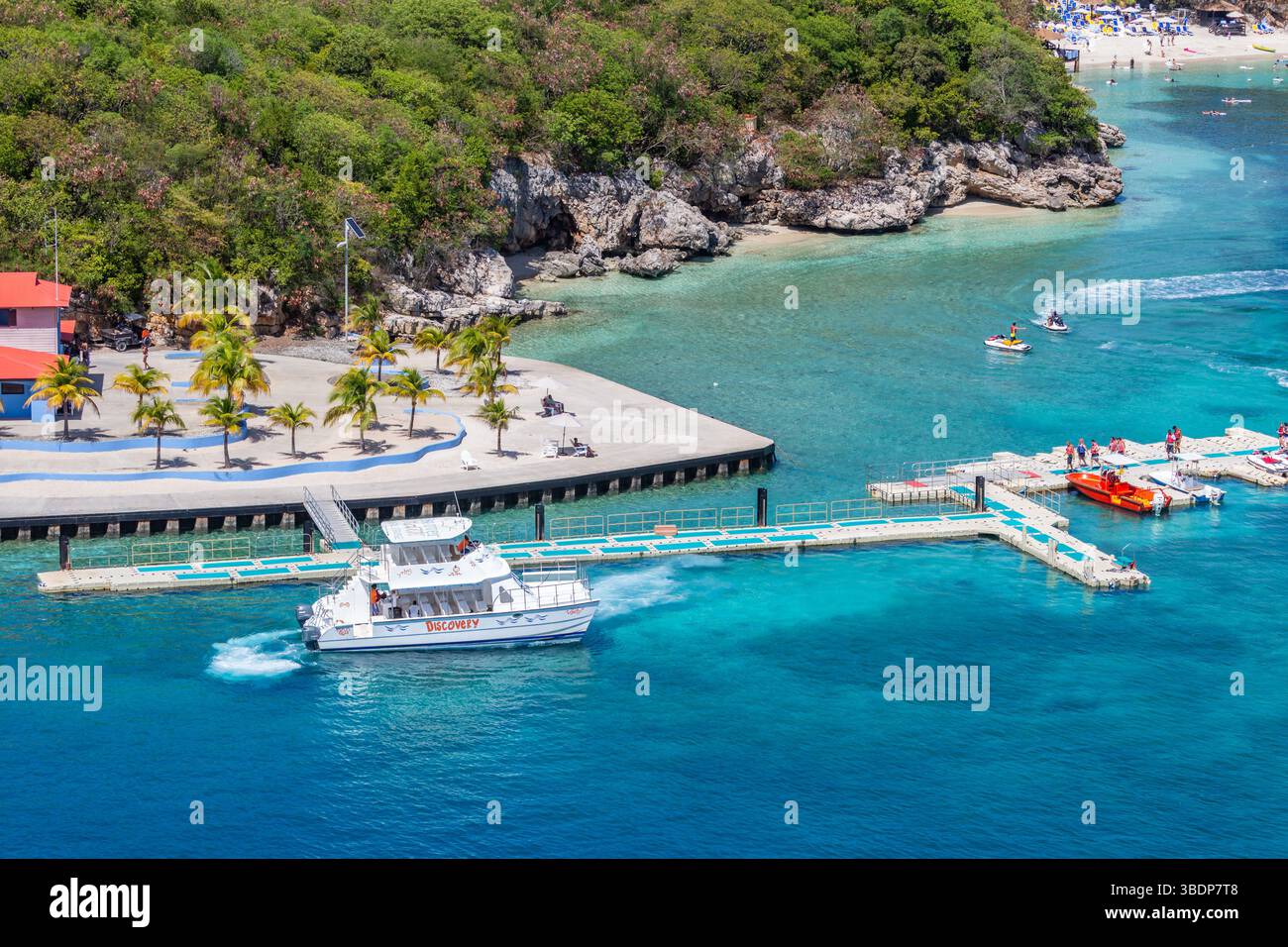 Haiti tour boat Discovery near the dock on Royal Caribbean's private ...