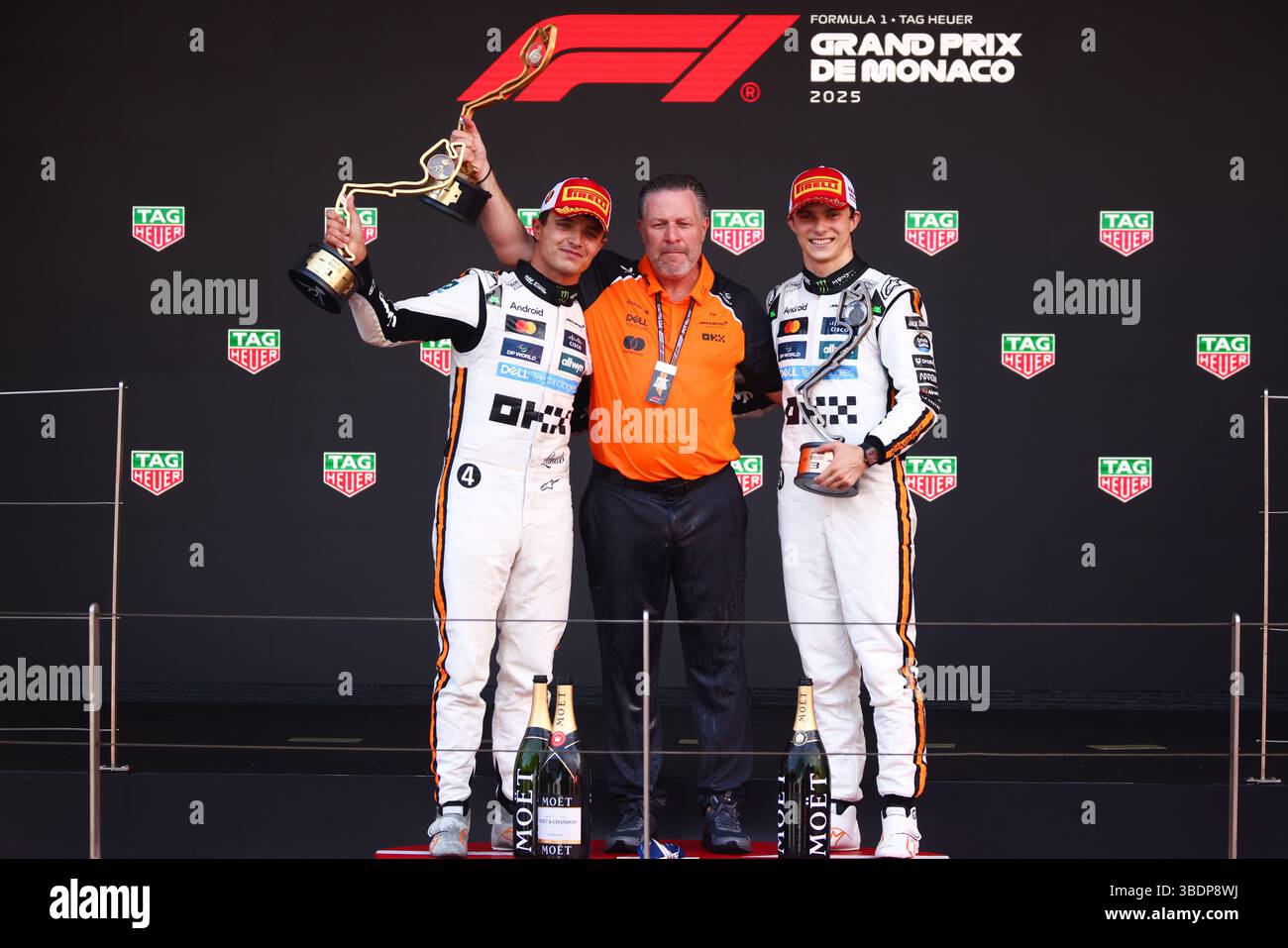 Monte Carlo, Monaco. 25th May, 2025. Lando Norris of McLaren, Oscar ...