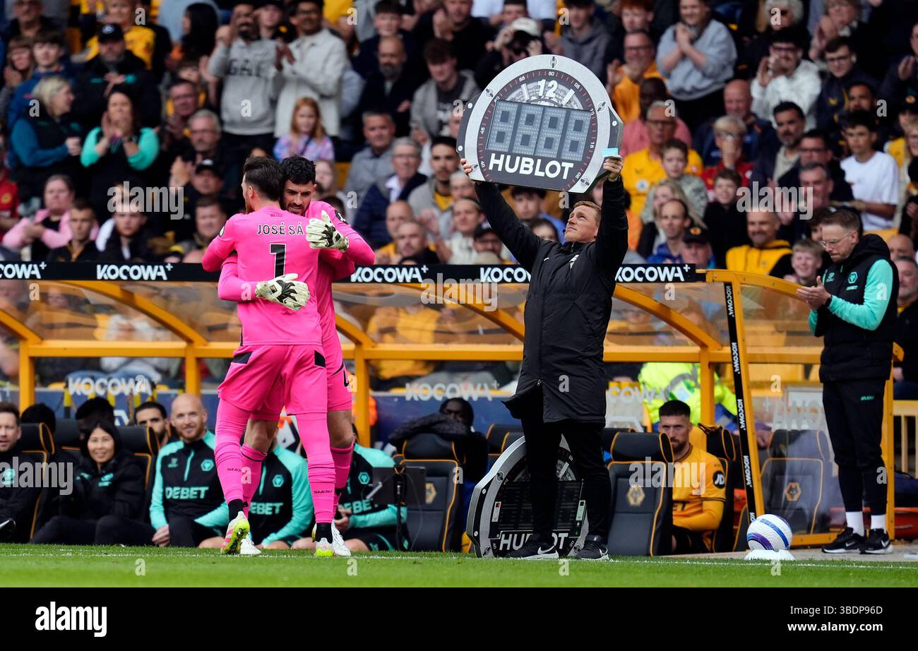 Wolverhampton Wanderers goalkeeper Tom King replaces goalkeeper Jose Sa ...