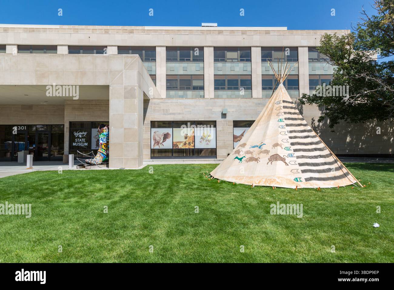Native American teepee display outside of the Wyoming State Archives ...