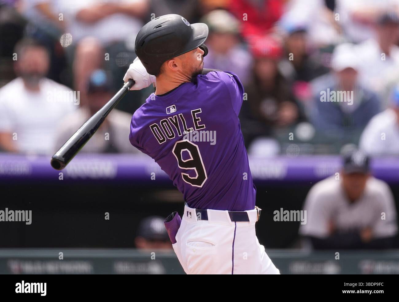 Colorado Rockies center fielder Brenton Doyle (9) in the second inning ...