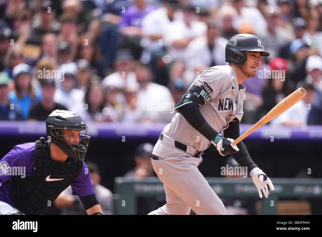 New York Yankees left fielder Cody Bellinger (35) in the third inning ...