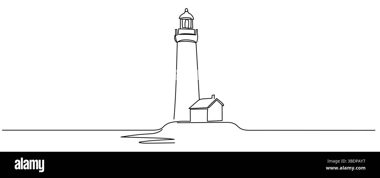 Continuous one line drawing of lighthouse tower. Simple illustration of ...